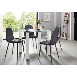 OTTO home Essgruppe Set, 5 Stk. tlg. mit Glastisch, Breite 80 cm schwarz-wei&szlig; B/H/T: 80cm