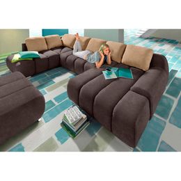OTTO home Wohnlandschaft &raquo;Bono U-Form&laquo; wahlweise mit Schlaffunktion braun Luxus-Microfaser ALTARA NUBUCK (100% Polyester);Luxus-Microfaser ALTARA 