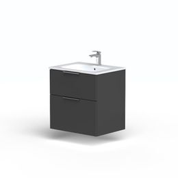 Welltime Waschtisch &raquo;Ahus&laquo; mit Soft-Close-Funktion, Vollausz&uuml;ge, inkl. Waschbecken Breite 60 cm grau 60cm, B/H/T: 61cm x 61,8cm x 46cm