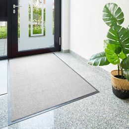 OTTO home Fu&szlig;matte &raquo;Emil, Made in Netherlands&laquo; rechteckig 6 mm H&ouml;he Schmutzfangmatte, Uni Farben, rutschhemmend, waschbar (Handw&auml;sche) silber Polyamid