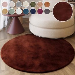 Esprit Hochflor-Teppich &raquo;Alice ESP-4377 Kunstfell&laquo; rund 25 mm H&ouml;he Kaninchenfell-Haptik, besonders weich und dicht, f&uuml;r alle R&auml;ume rot Kunstfaser &Oslash; 100cm 1 