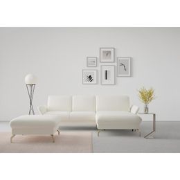 Sit & More sit&more Ecksofa &raquo;Fashion L-Form&laquo; wahlweise mit Kopfteilverstellung, Vorziehsitz, motorisch, Nickelf&uuml;&szlig;e beige B/H/T: 253cm x 84cm x 165cm, Soft clean,