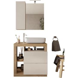 Welltime Badm&ouml;bel-Set &raquo;Hamburg, Badezimmerset 2tlg. Breite 79 cm, Badm&ouml;bel, Waschtisch inkl.&laquo; Spar-Set, 2 Stk. tlg. wei&szlig; Holzwerkstoff B/H/T: 79cmcm x