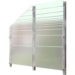 STAKET PRO Zaun Glaszaun, Gesamtl&auml;nge: 2,17 m, 3 Pfosten silber Edelstahl, Glas H/L: 191cm x 2,17m, Pfosten: 3 Stk.
