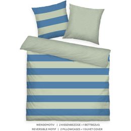 Tom Tailor HOME Bettw&auml;sche &raquo;BOLD STRIPES in Gr. 135x200cm, 155x220cm oder 200x220cm&laquo; 3 Stk. new bedroom, mit farbigem Markenrei&szlig;verschluss blau 