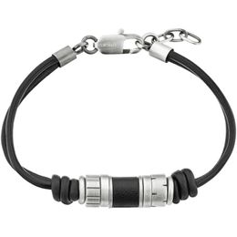 s.Oliver Herren s.Oliver Armband &raquo;2038007&laquo; schwarz 22cm, Edelstahl Leder