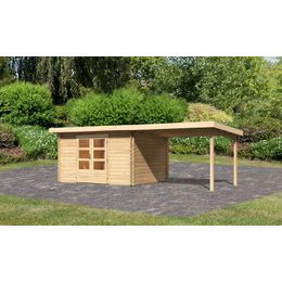 Karibu Gartenhaus &raquo;Schlo&szlig;see 7&laquo; mit Anbaudach beige Holzwerkstoff ohne Fu&szlig;boden, ohne Dacheindeckung