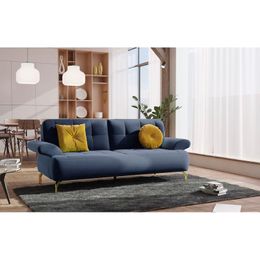 Sit & More sit&more 2,5-Sitzer &raquo;Orient 1&laquo; inkl. 2 Zierkissen mit Strass-Stein, goldfarbene Metallf&uuml;&szlig;e blau 100% Polyester B/H/T: 218cm x 88cm x 93cm, Samtoptik