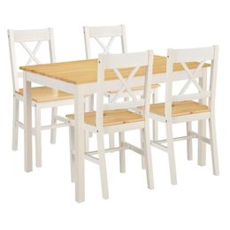 OTTO home Essgruppe &raquo;Willow&laquo; Set, Esstisch mit 4 St&uuml;hlen, 5 tlg. Esstisch mit 4 St&uuml;hlen, aus massivem Kiefernholz wei&szlig; Massivholz B/H/T: 108cm x 73cm 