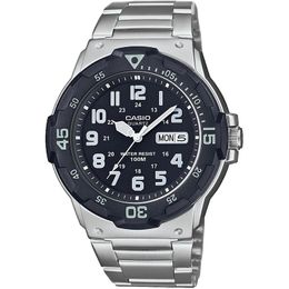 Casio Timeless Collection Herren CASIO TIMELESS COLLECTION Quarzuhr Armbanduhr, Herrenuhr, Edelstahlarmband, bis 10 bar wasserdicht, Datum silber 