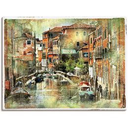 Artland Wandbild &raquo;Kanal in Venedig&laquo; Italien 1 Stk. tlg. als Leinwandbild, Poster in verschied. Gr&ouml;&szlig;en bunt Leinwand B/H/T: 60cm x 45cm, Leinwandbild Italien 