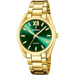 Festina Damen Quarzuhr &raquo;Boyfriend Collection&laquo; Armbanduhr, Damenuhr, Edelstahlarmband gold Einheitsgr&ouml;&szlig;e