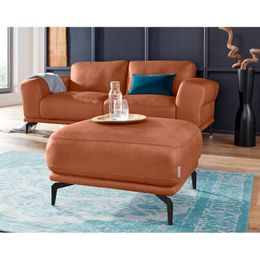 W.Schillig Hocker &raquo;montanaa&laquo; mit Metallf&uuml;&szlig;en in Schwarz pulverbeschichtet, Breite 71 cm braun B/H/T: 71cm x 42cm x 71cm, Longlife Xtra-Leder Z69