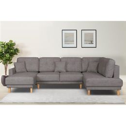 OTTO home Wohnlandschaft &raquo;TRIPLO U-Form wahlweise mit Schlaffunktion, B/T/H: 310/192/90 cm&laquo; Schlafsofa, auch mit Bettkasten, Steppung im R&uuml;ckenkissen 