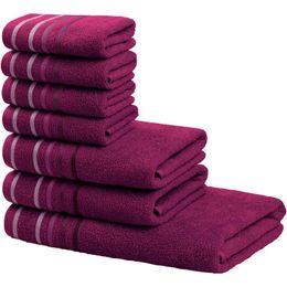 OTTO home Handtuch Set &raquo;Niki, Duschtuch, Handt&uuml;cher und G&auml;stet&uuml;cher&laquo; Set Walkfrottee Handt&uuml;cher mit mehrfarbiger Streifenbord&uuml;re, weich, aus 100% 