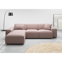 Home Affaire Ecksofa &raquo;Glimminge L-Form auch in Breitcord, Feincord + Easy care-Bezug,&laquo; Breite 264, Zierkissen rosa 12% Polyaxryl, 88% Polyester B/H/T: