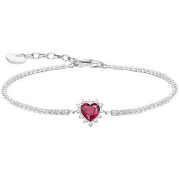 Thomas Sabo Damen Thomas Sabo Armband &raquo;Romance Herz-Armband&laquo; mit Rubin (synth.), Zirkonia (synth.) rot 19, Silber 925 (recycelt)