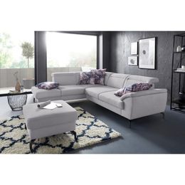 Sit & More sit&more Ecksofa &raquo;Percy L-Form&laquo; 15 cm Fu&szlig;h&ouml;he, Sitztiefenverstellung, wahlweise in 2 Fu&szlig;farben silber B/H/T: 270cm x 80cm x 235cm, Luxus-Microfaser 