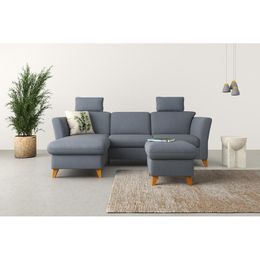 Home Affaire Ecksofa &raquo;Trelleborg L-Form&laquo; Federkern-Polsterung, wahlweise mit Schlaffunktion und Bettkasten blau 100% Polyester B/H/T: 249cm x 86cm x 