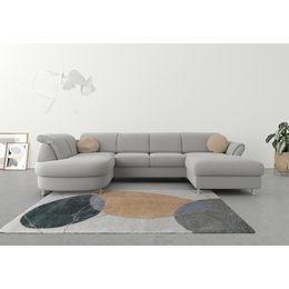 Sit & More sit&more Wohnlandschaft &raquo;Apulia U-Form&laquo; wahlweise Schlaffunktion, Bettkasten und Kopf- und Armteilverstellung silber Webstoff (100% Polyester);
