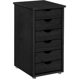 OTTO home Kommode &raquo;Gava&laquo; aus massivem Kiefernholz, mit Stauraumm&ouml;glichkeiten, Breite 39 cm schwarz B/H/T: 39cm x 66cm x 34cm