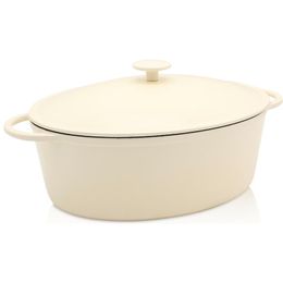 Kr&uuml;ger Br&auml;ter &raquo;Eisenguss Gansbr&auml;ter mit Deckel SAVANNA, 34 x 27 x 12,5 cm&laquo; 1 Stk. tlg. Gusseisen beige H&ouml;he 12,5cm