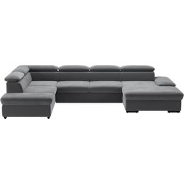 Sit & More sit&more Wohnlandschaft &raquo;Alcudia U-Form&laquo; wahlweise mit Schlaffunktion grau 98% Polyester, 2% Polyamid B/H/T: 349cm x 73cm x 226cm, Soft clean, 