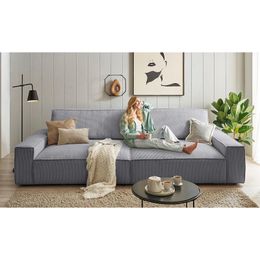 OTTO home Big-Sofa &raquo;SHERWOOD XXL Cord, Big-Sofa (316cm), extra tiefe Sitzfl&auml;che 95 cm&laquo; bequemer Sitzkomfort, Cord u. Leinenoptik, Kedernaht grau 100% 