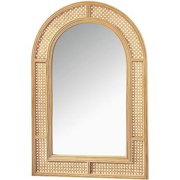 Locker Wandspiegel &raquo;Spiegel&laquo; braun Geflecht Rattan, Glas B/H/T: 90cm x 60cm x 3cm