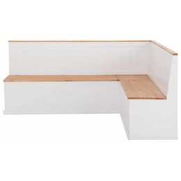 OTTO home Eckbank &raquo;Sara&laquo; aus massivem Kiefernholz, Paneel R&uuml;ckenlehne, zwei Breiten wei&szlig; FSC -zertifiziertes Massivholz B/H/T: 160cm x 90cm x 53cm