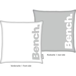 Dekokissen &raquo;Bench&laquo; Kissenh&uuml;lle mit Wendemotiv und Rundum-Paspel grau Polyester B/L: 50cm x 50cm, 1 Stk.