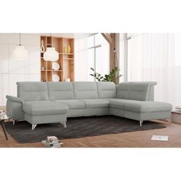 Sit & More sit&more Wohnlandschaft &raquo;Astoria U-Form&laquo; wahlweise mit motorischer Relaxfunktion grau 100% Polyester B/H/T: 327cm x 91cm x 225cm, Flachgewebe, 