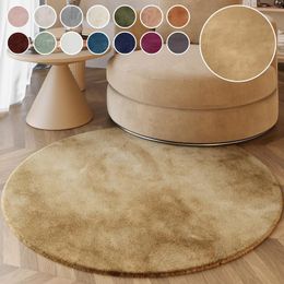 Esprit Hochflor-Teppich &raquo;Alice ESP-4377 Kunstfell&laquo; rund 25 mm H&ouml;he Kaninchenfell-Haptik, besonders weich und dicht, f&uuml;r alle R&auml;ume beige Kunstfaser &Oslash; 100cm 1