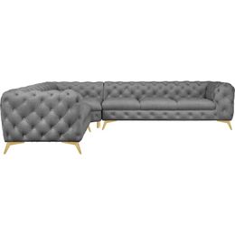 Home Affaire Chesterfield-Sofa &raquo;Ecksofa GLYNIS L-Form mit Wellenunterfederung, Ma&szlig;e B/T/H 323/264/75cm&laquo; aufw&auml;ndige Knopfheftung, moderne Chesterfield 
