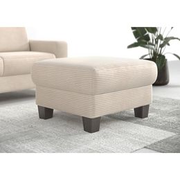 OTTO home Polsterhocker &raquo;Summer&laquo; inkl. Stauraum, Cord-Bezug, wengefarbene Holzf&uuml;&szlig;e beige 100% Polyester B/H/T: 77cm x 48cm x 67cm, Breitcord,mit 