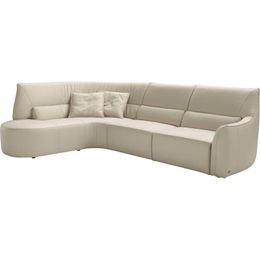 Egoitaliano Ecksofa &raquo;Puffy, extravagant & edel, Retro Designsofa, hoher Sitzkomfort, L-Form&laquo; mit Ottomane, wahlweise mit und ohne elektrischer Relaxfunktion wei&szlig; 