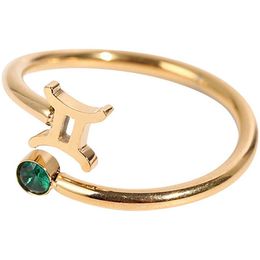 Firetti Damen Fingerring &raquo;Schmuck Geschenk Damenring Sternzeichen&laquo; Made in Germany - mit Zirkonia (synth.) gold 5 g, Zwilling, Edelstahl, 1,2mm