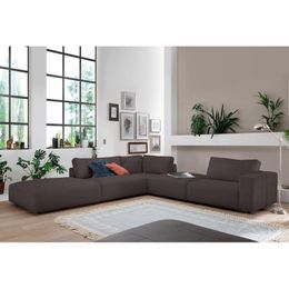 Musterring Ecksofa &raquo;LUCIA L-Form&laquo; in vielen Qualit&auml;ten und 4 verschieden N&auml;hten braun Flachgewebe FLORIS (100% Polyester);Flachgewebe VALMONT (60% Baumwolle/ 40%