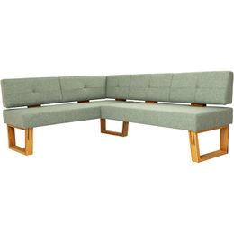OTTO home Eckbank &raquo;Ponza Polsterbank, Esszimmerbank&laquo; mit Massivholzgestell, K&uuml;chenbank in tollen Farben, Breite 201x161 cm braun Stoff B/H/T: 201cm x 