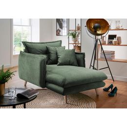 Home Affaire Loveseat &raquo;Lazio&laquo; moderner Sessel mit einer bequemen Polsterung, 2 Stk. Zierkissen gr&uuml;n 100% Polyester Velours, Bezugsfarbe dunkelgr&uuml;n, B/