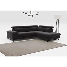 COTTA Ecksofa &raquo;Emma L-Form, B: 262 cm&laquo; mit Kopfteilverstellung, optional Schlaffunktion & Bettkasten schwarz B/H/T: 262cm x 97cm x 215cm, Struktur 
