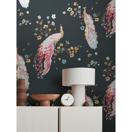 Livingwalls living walls Vliestapete &raquo;House of Turnowsky Pfau Vogeltapete&laquo; matt schimmernd strukturiert extravagant Kunst Floral Blumentapete Tapeten Wohnzimmer 