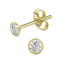 Firetti Damen Paar Ohrstecker &raquo;Schmuck Geschenk Gold 585 Ohrschmuck Solit&auml;r&laquo; mit Brillant - Zargenfassung gold 2,7mm, 0,1 SI = kleine Einschl&uuml;sse, 
