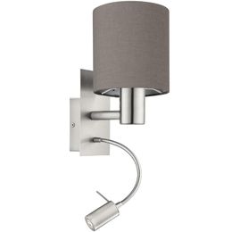 Eglo Wandleuchte &raquo;PASTERI Wandlampe - Stahl - E27;LED - 1X40W;1X3,8W - IP20&laquo; E27 1 Stk. Warmwei&szlig; Wandstrahler, Wandspot, Wohnzimmer, Schlafzimmer, L15