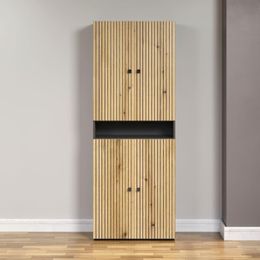 Welltime Hochschrank &raquo;Amrum&laquo; Badezimmerschrank mit und ohne Schublade - (B/T/H) 40-70/31/186 cm Holzwerkstoff, Metall Anthrazit, B/H/T: 70cm x 188cm x
