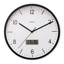 Hama Funkwanduhr &raquo;Funkuhr "Lanzarote", ohne Ticken, &Oslash; 35cm, Schwarz&laquo; mit Thermo- und Hygrometer, ger&auml;uscharm schwarz &Oslash; 35cm, Funkuhr