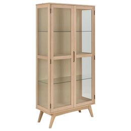 ACTONA GROUP Vitrine &raquo;Marte&laquo; &ouml;lbehandeltes Eiche Furnier, 2 T&uuml;ren, klar Glas, 94x40x192 cm beige Holz teilmassiv Eiche, weiss, B/H/T: 94cm x 192cm x 