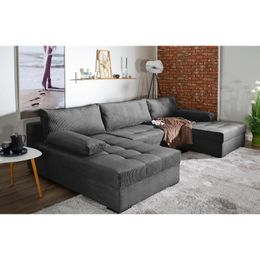 Collection AB Wohnlandschaft &raquo;Josy U-Form, B: 307 cm&laquo; Schlaffunktion & Bettkasten, Federkern grau 100%Polyester B/H/T: 307cm x 41cm x 161cm, Cord, Mit