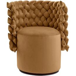 Calia italia Sessel &raquo;GIUGGIOLA Extravaganter Designsessel&laquo; Drehsessel, wahlweise mit Drehfunktion beige 100% Polyester Velours DUBAI,mit Drehfunktion,