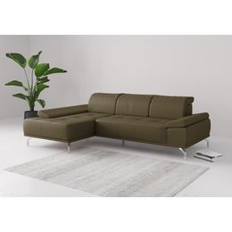 OTTO home Ecksofa &raquo;Caluna, L-Form, B:280cm, Federkern, in Stoff und Leder&laquo; Inkl.Sitztiefenverstellung, wahlweise mit Kopf- und Armteilverstellung gr&uuml;n